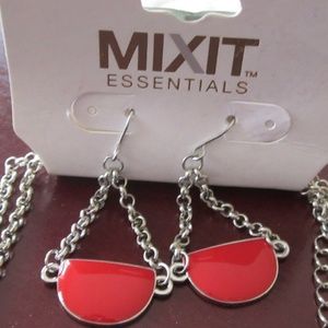 Mixit Essentials | Jewelry | Silver Tone And Red Necklace Earrings Set ...